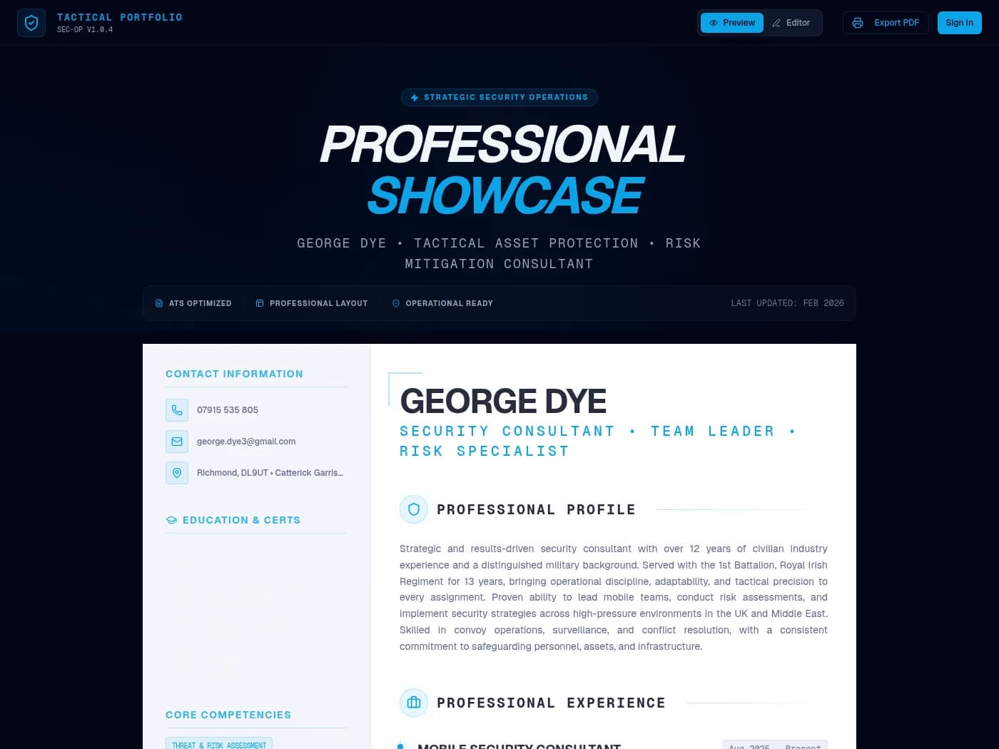 Security CV Builder