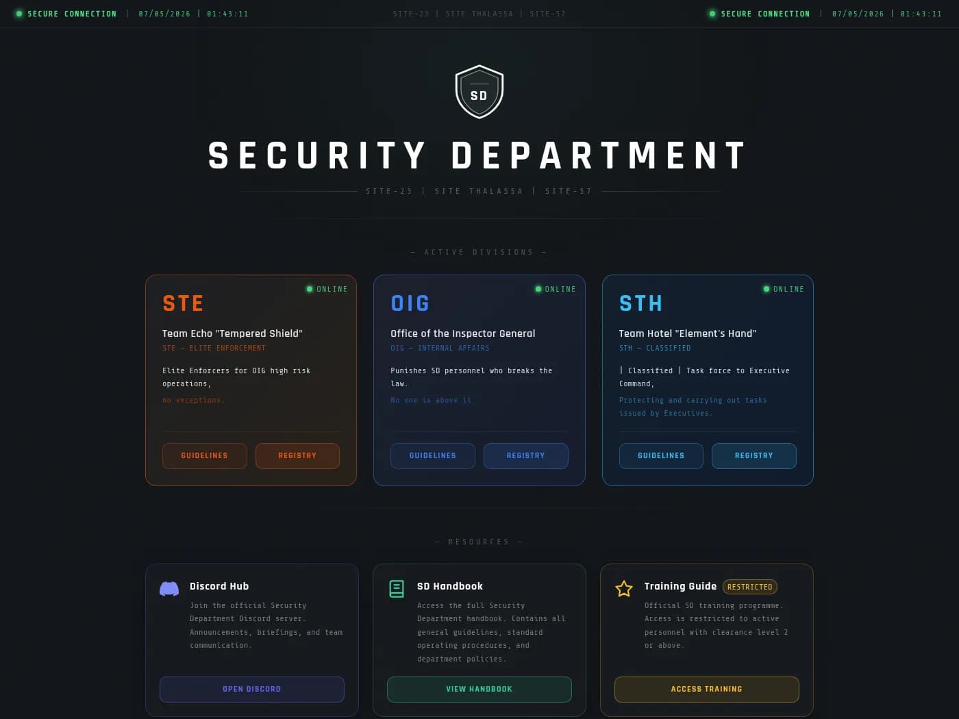 Security Department Portal