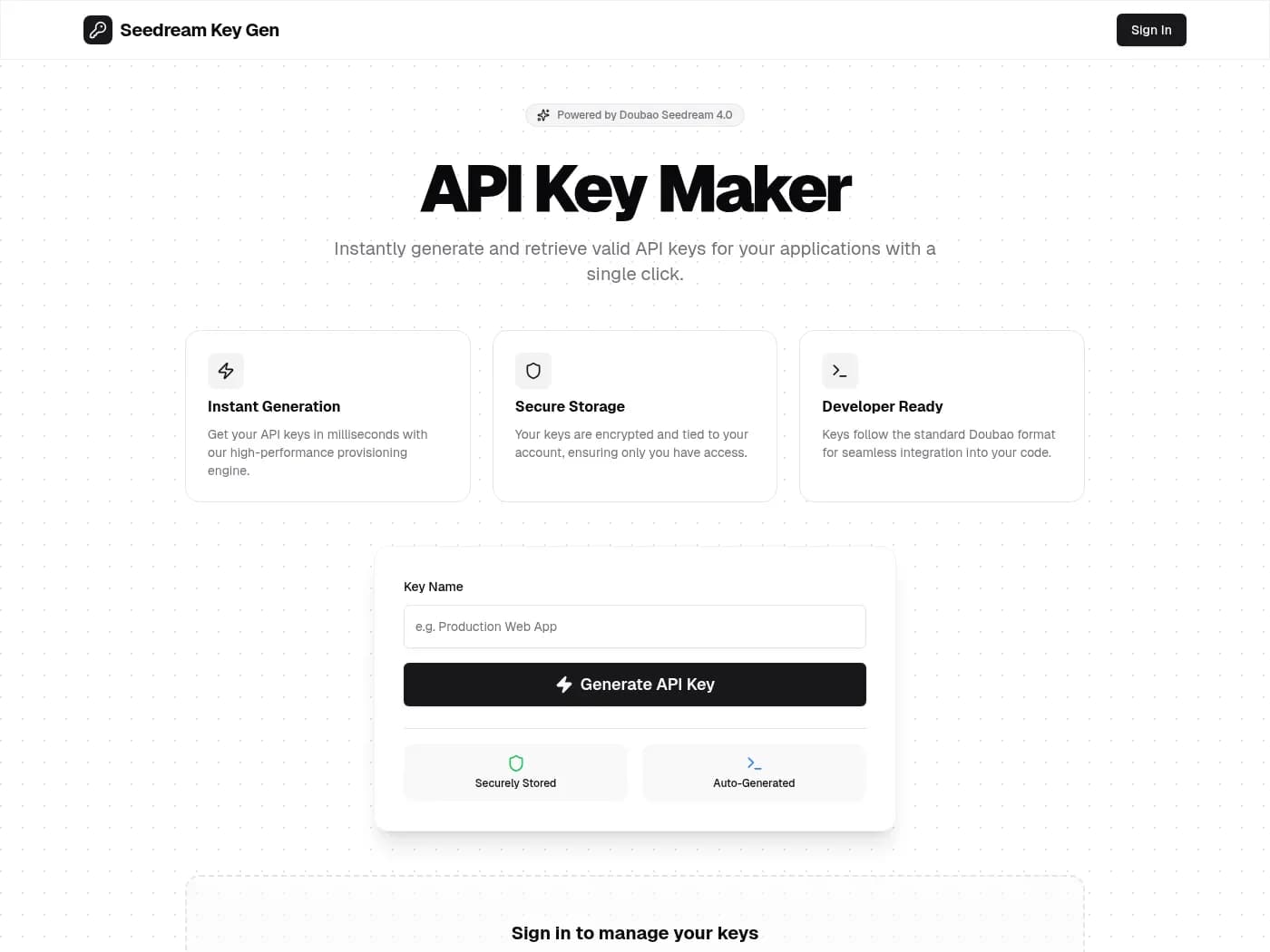 Seedream API Key Maker