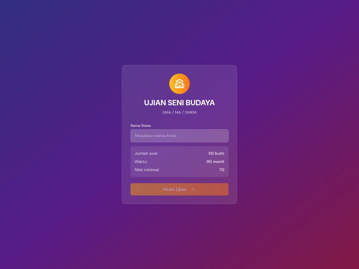 Seni Budaya Exam Portal
