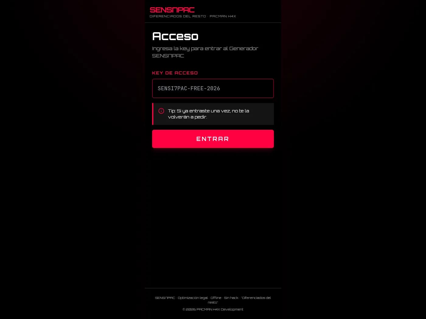 SENSI7PAC Web Generator