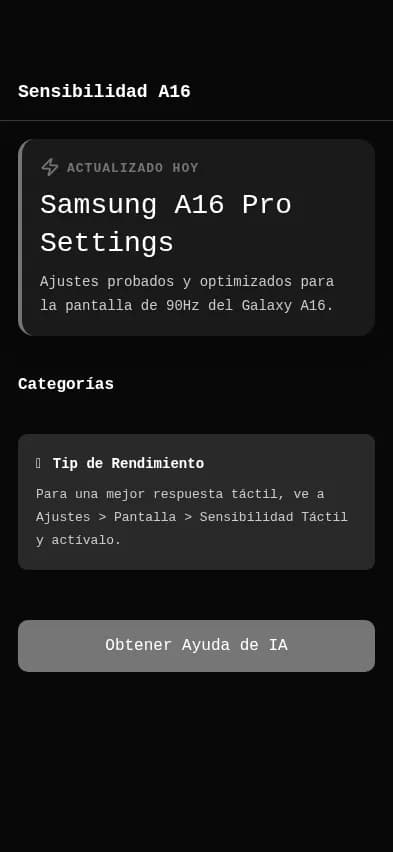 Sensibilidad Óptima A16