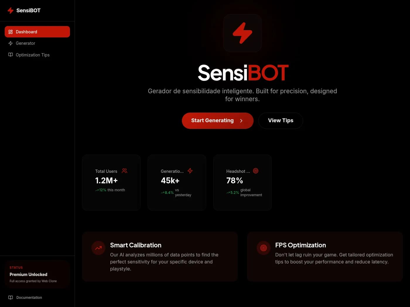SensiBot Web Clone