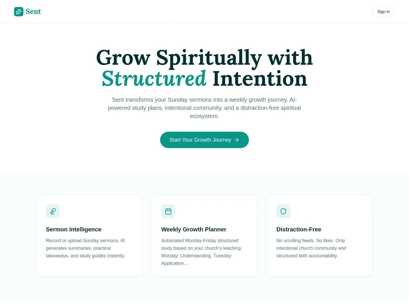 Sent: Faith Growth Platform