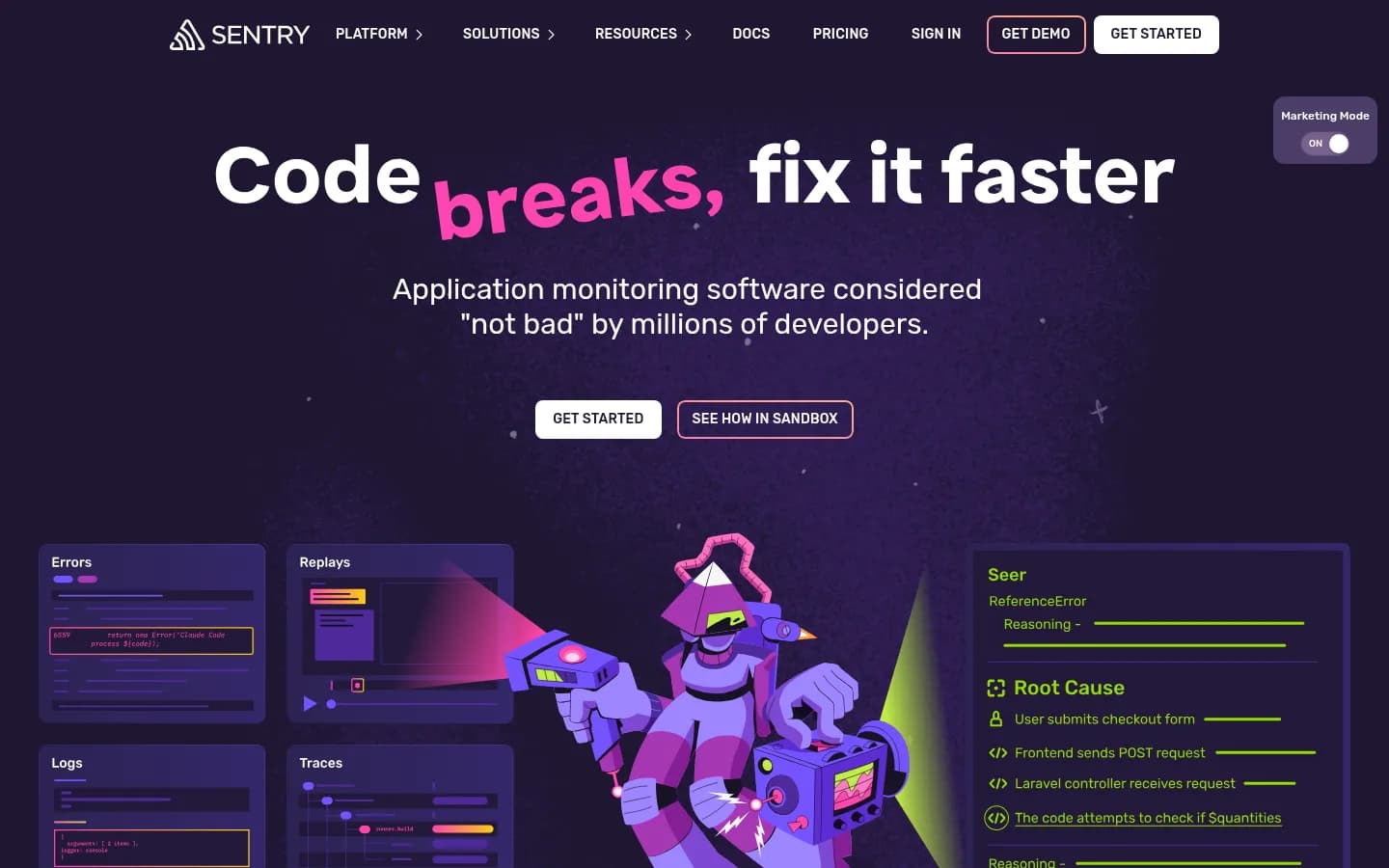 Sentry — error tracking and stack traces pulled directly into Cursor sessions