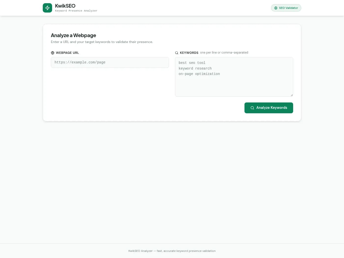 KwikSEO Analyzer