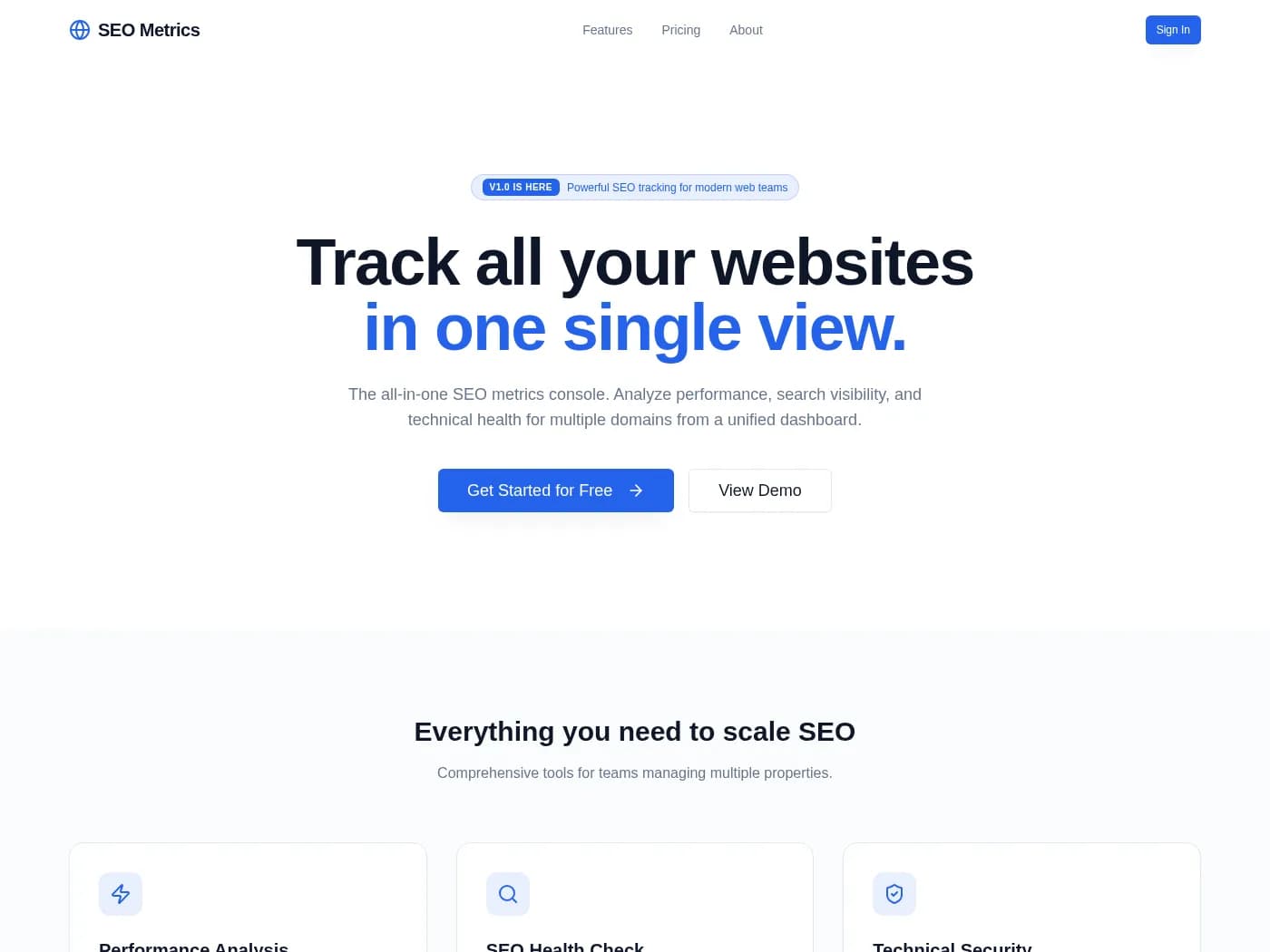 SEO Metrics Console