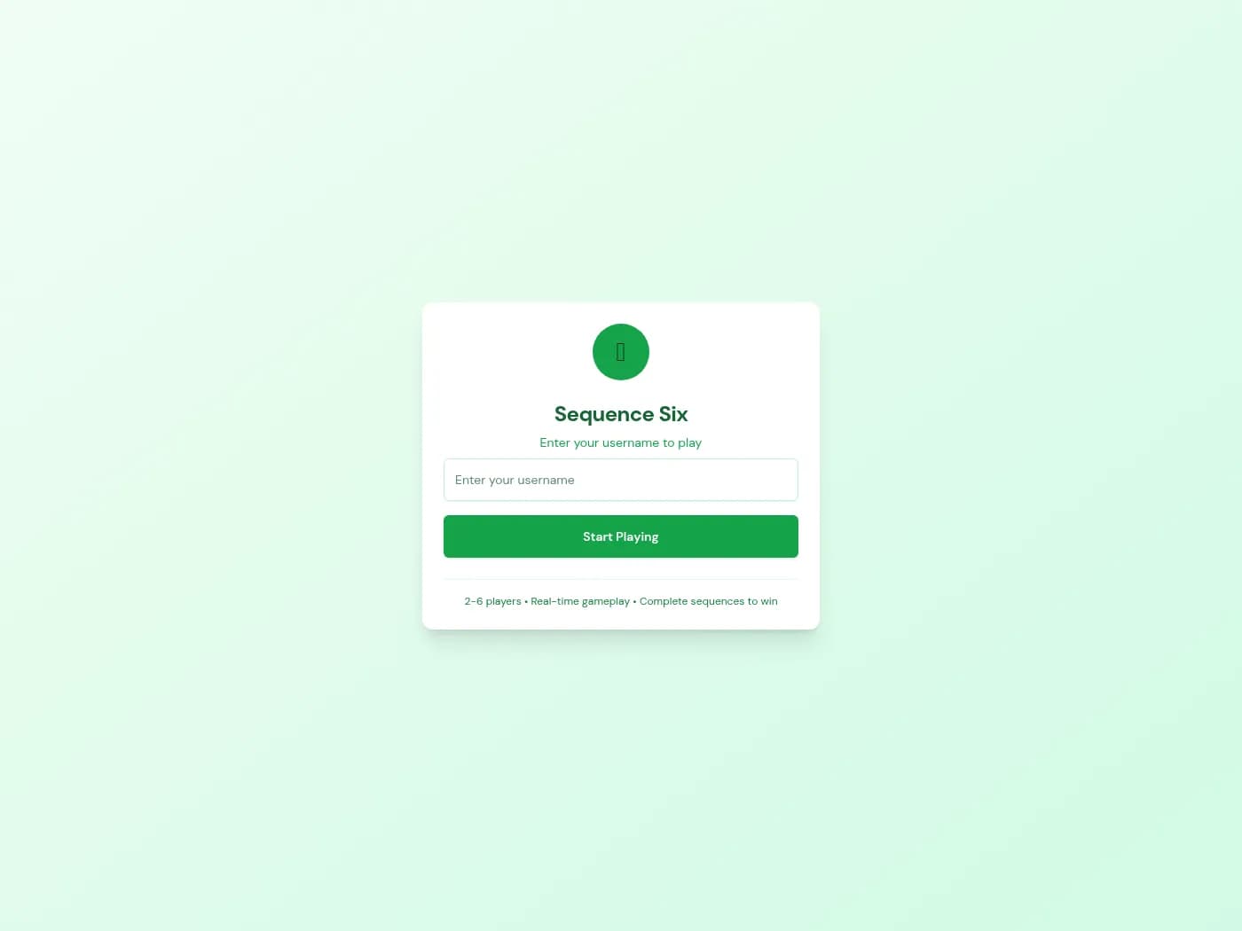 Sequence Six Card Game