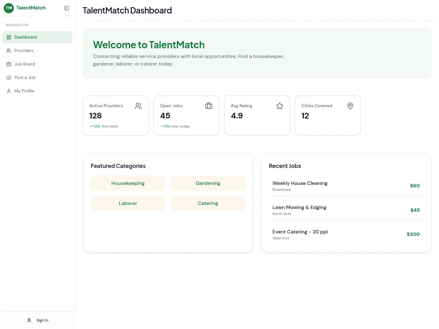 TalentMatch Services Finder