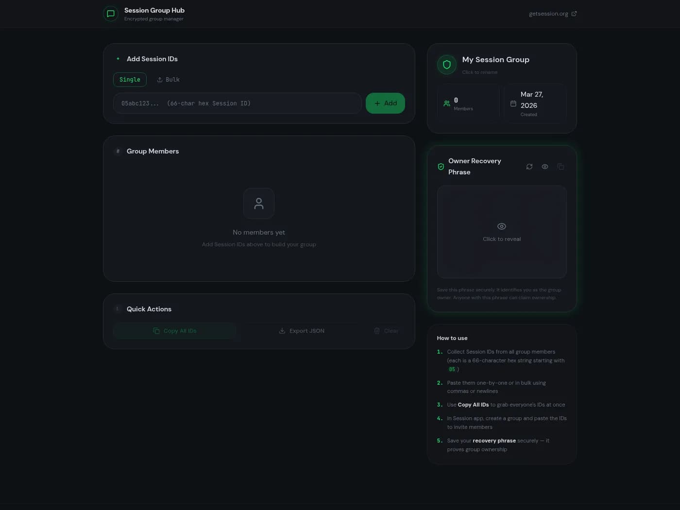 Session Group Hub