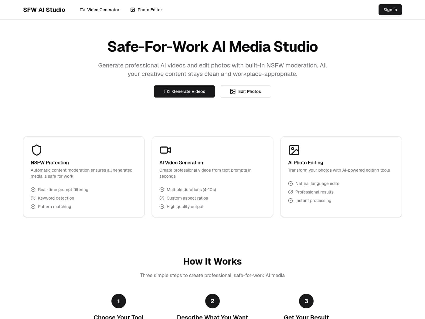 SFW AI Video & Photo Studio