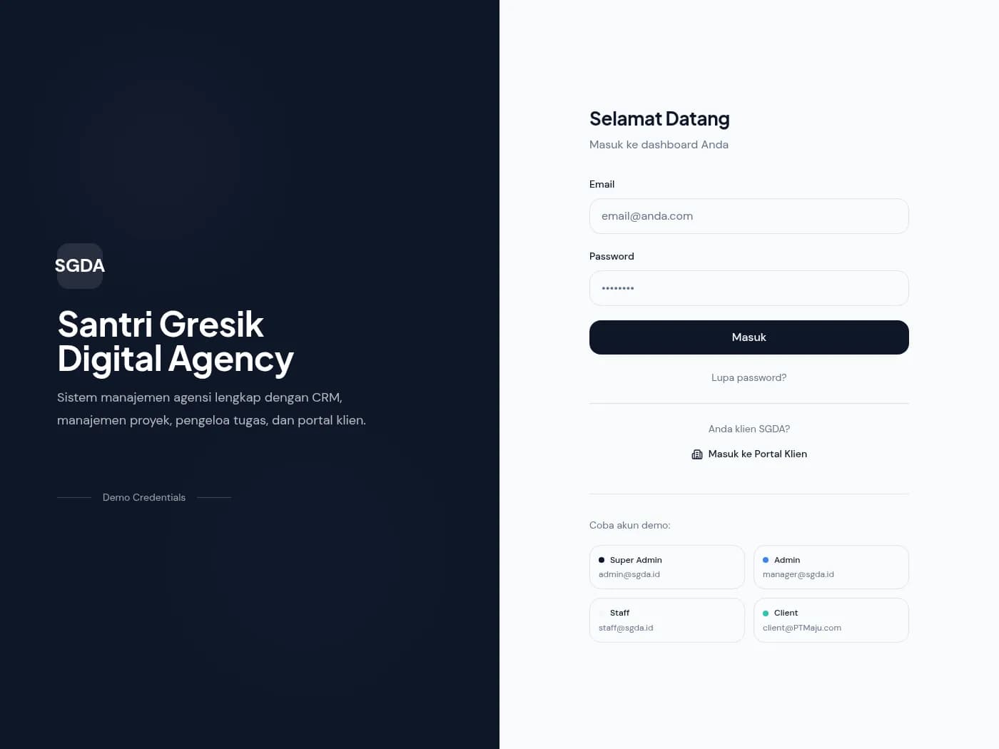 SGDA Agency Manager
