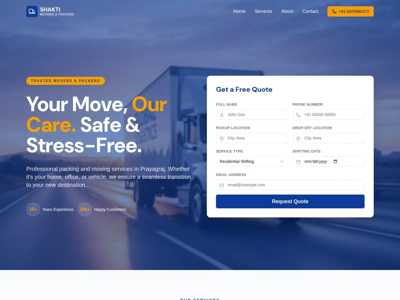 Shakti Movers Website