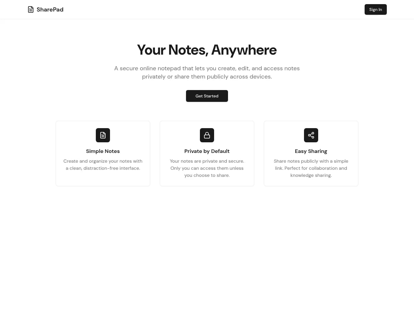 SharePad Web Notepad