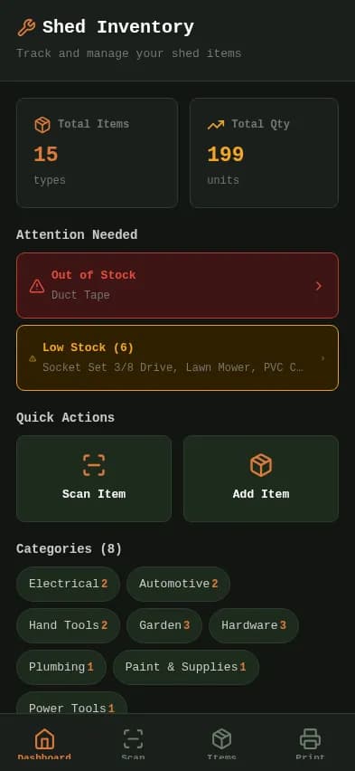 Shed Inventory Scanner