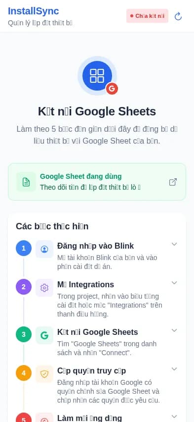 InstallSync Sheet App