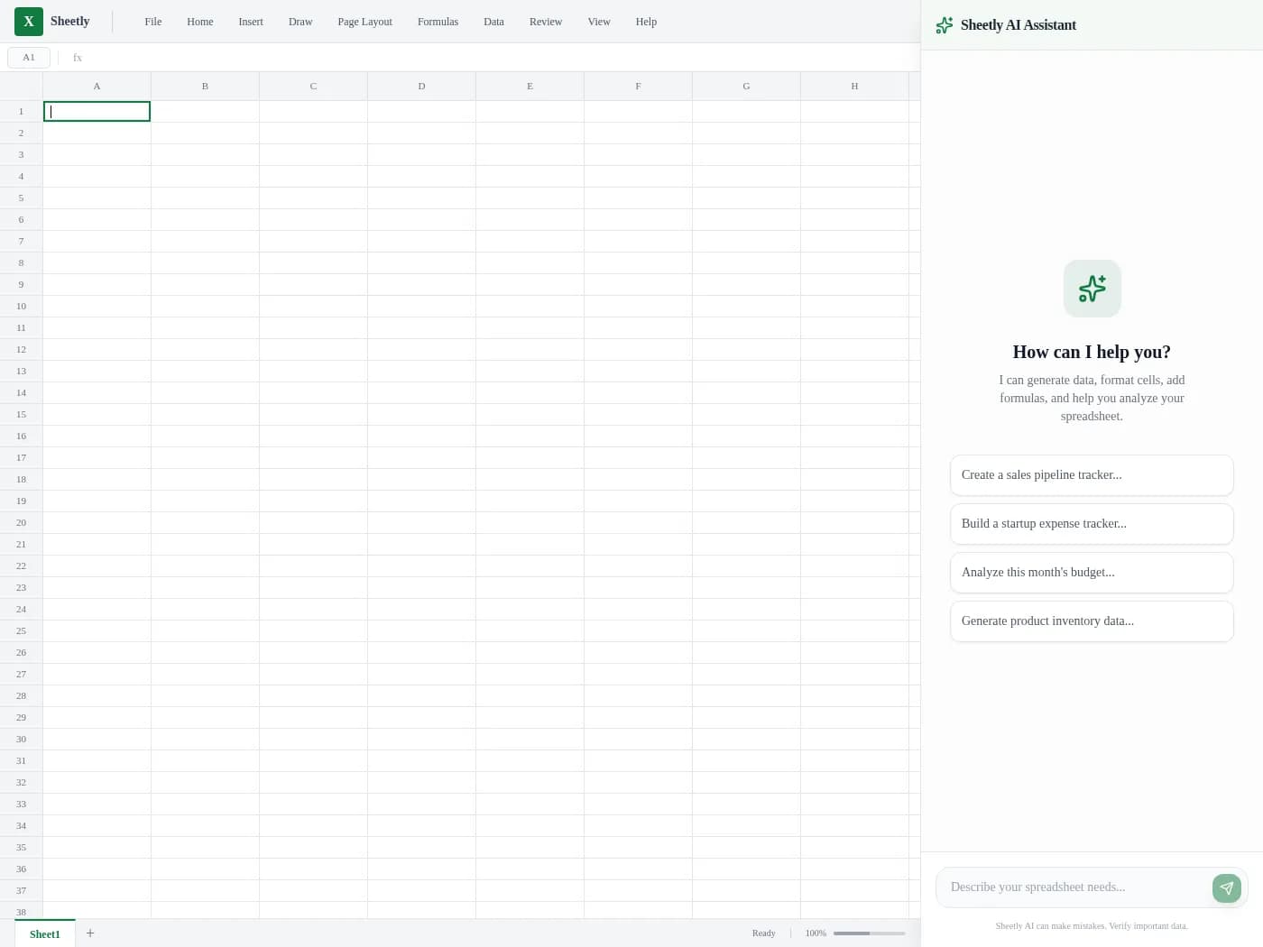 Sheetly Excel Clone