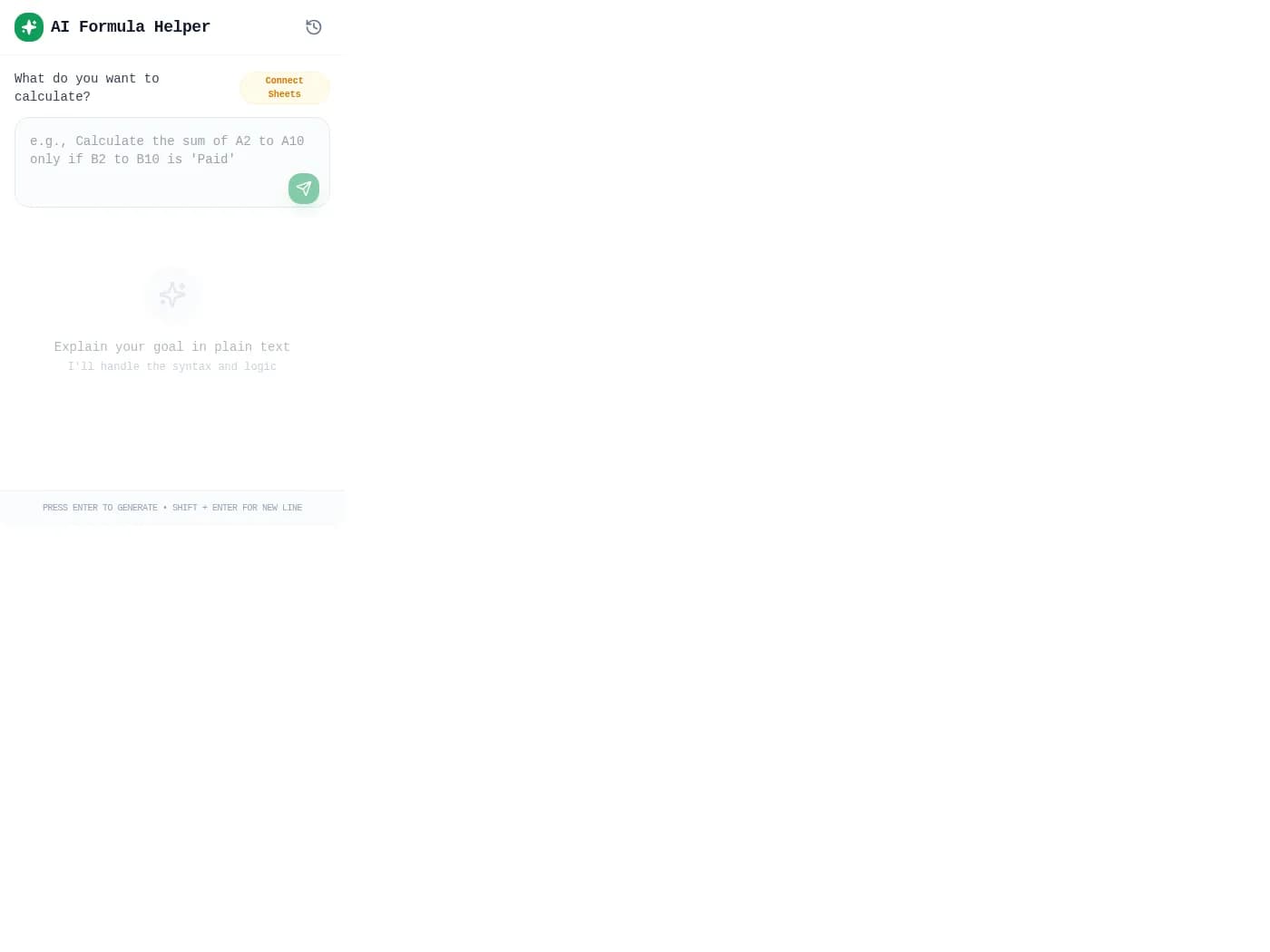 Sheets AI Formula Helper