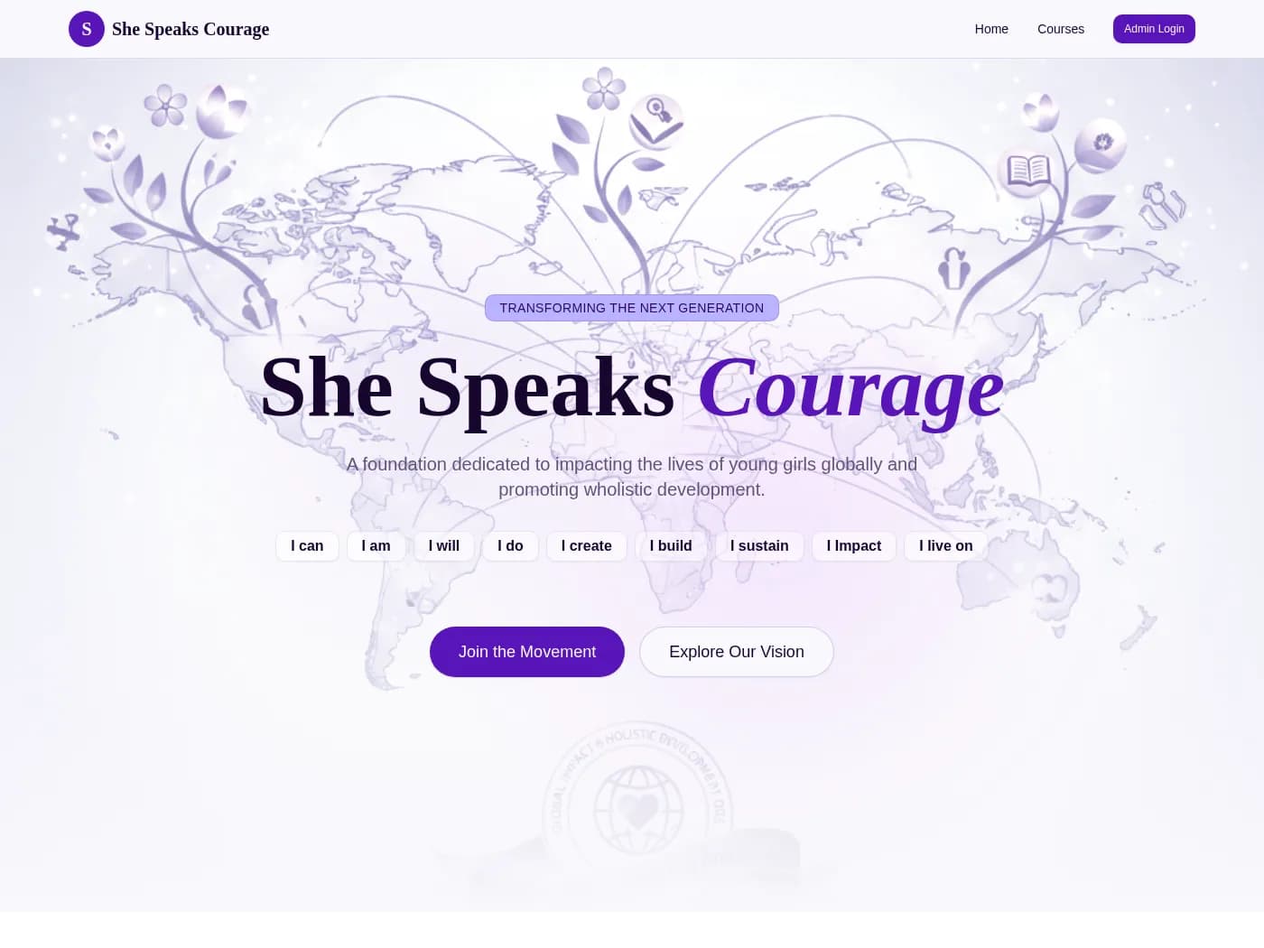 SheSpeaks Courage Website
