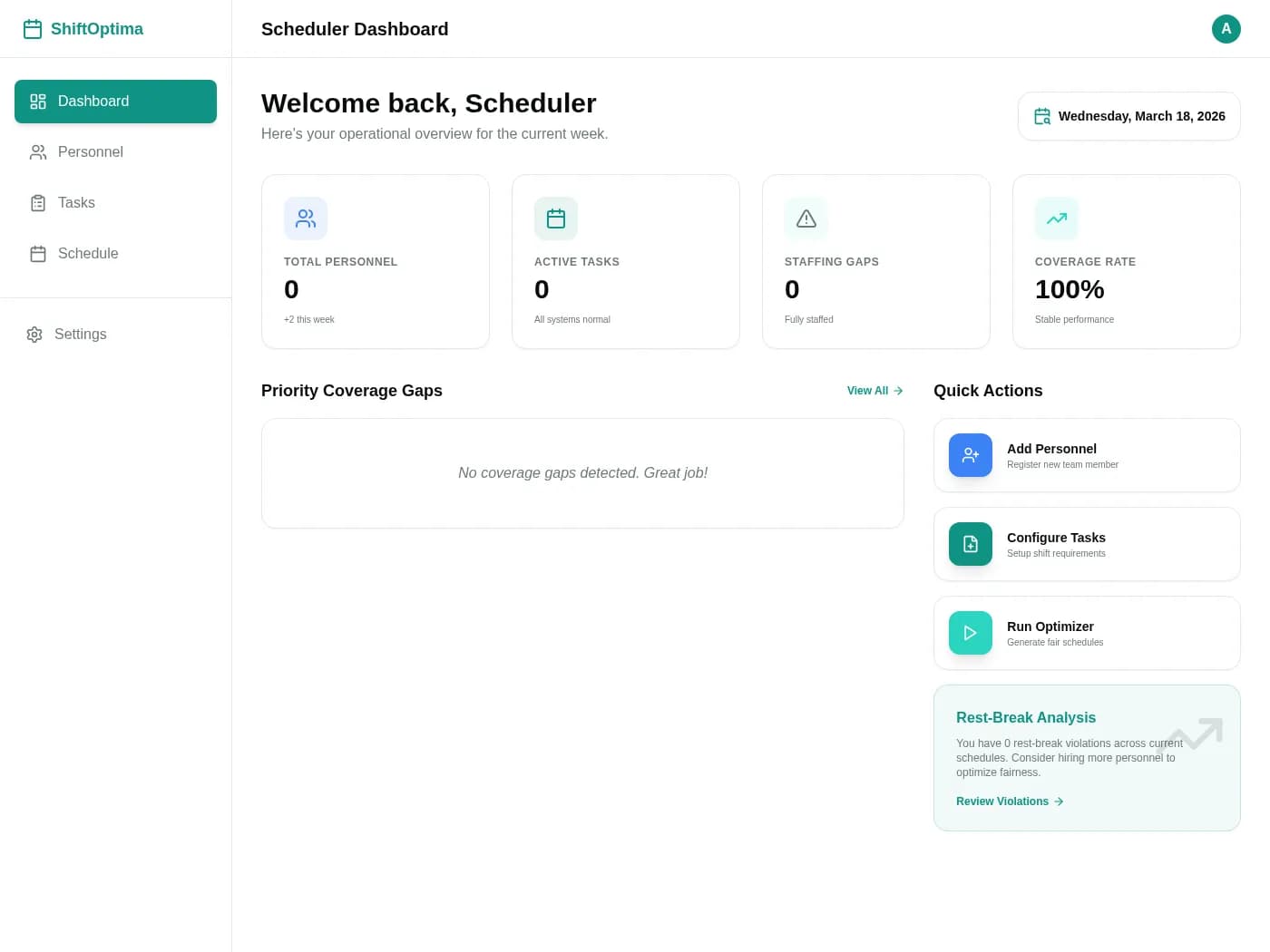 ShiftOptima Scheduler