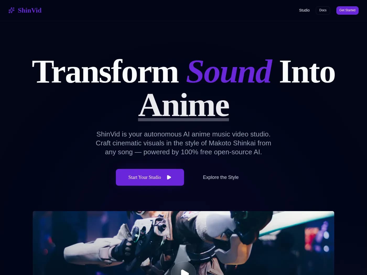 ShinVid AI Anime MV Studio