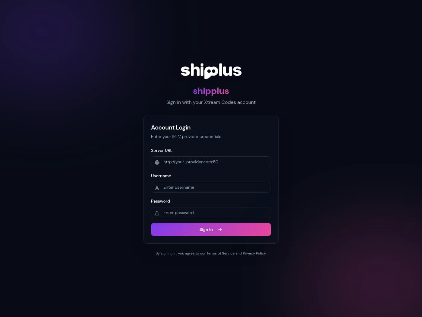 shipplus IPTV Web Player