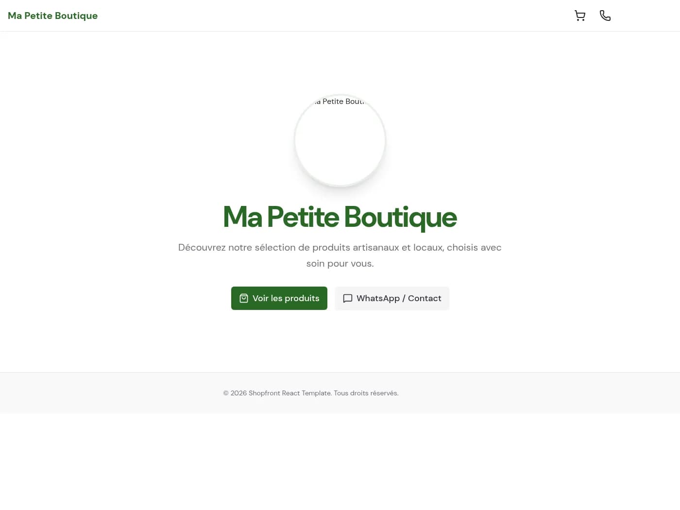 Shopfront React Template