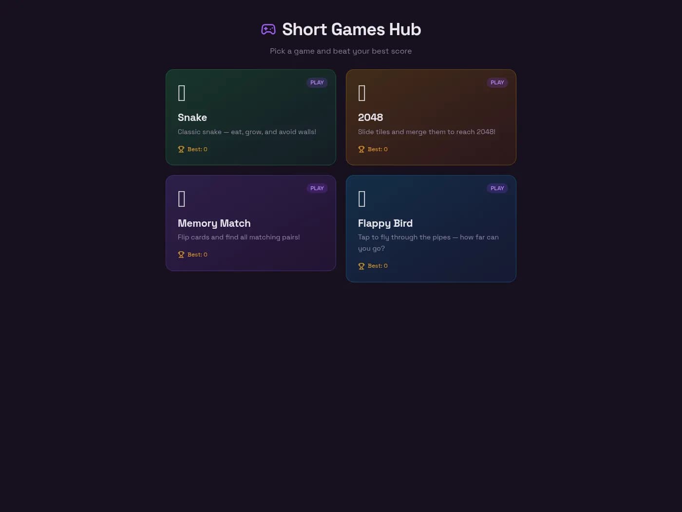 Short Games Hub