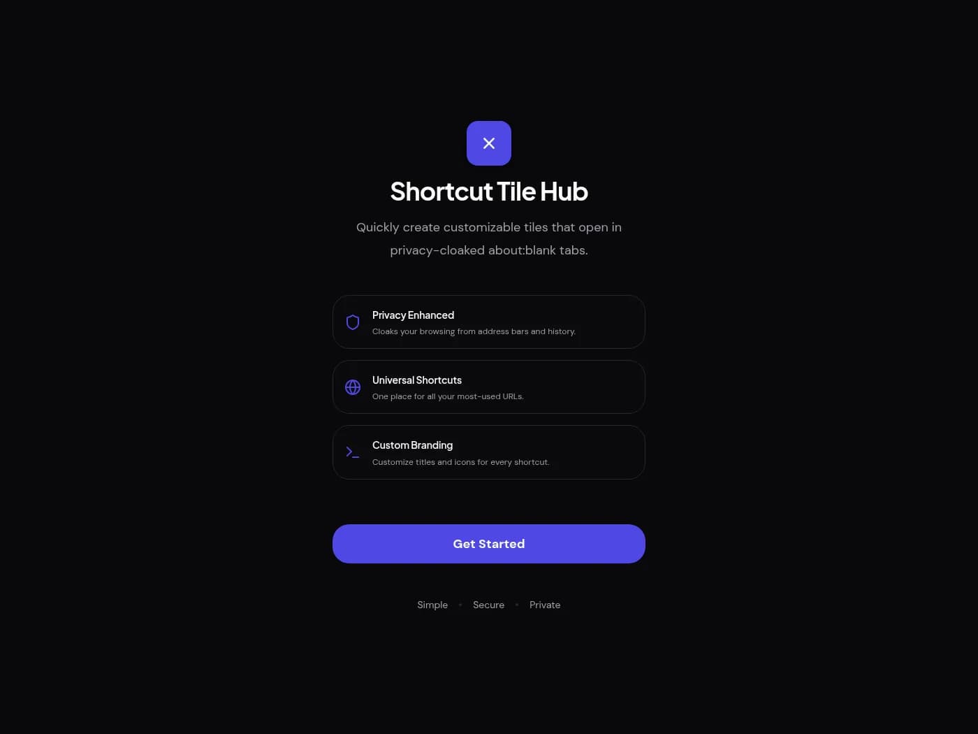 Shortcut Tile Hub