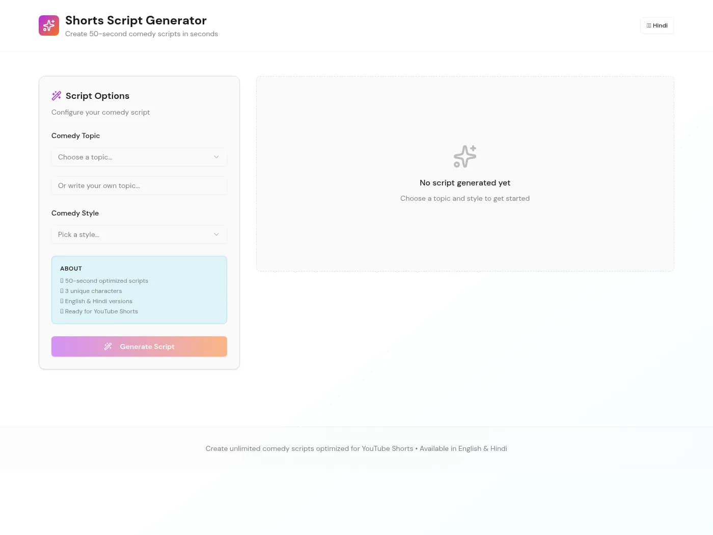 Shorts Script Generator
