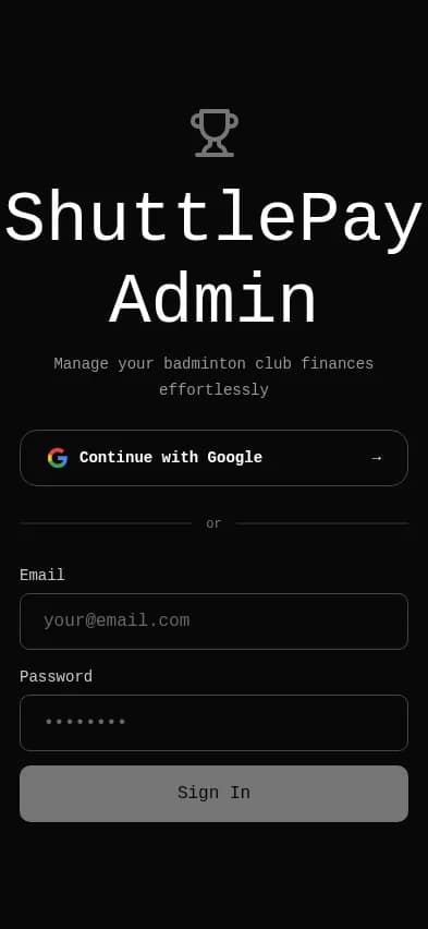 ShuttlePay Club Admin