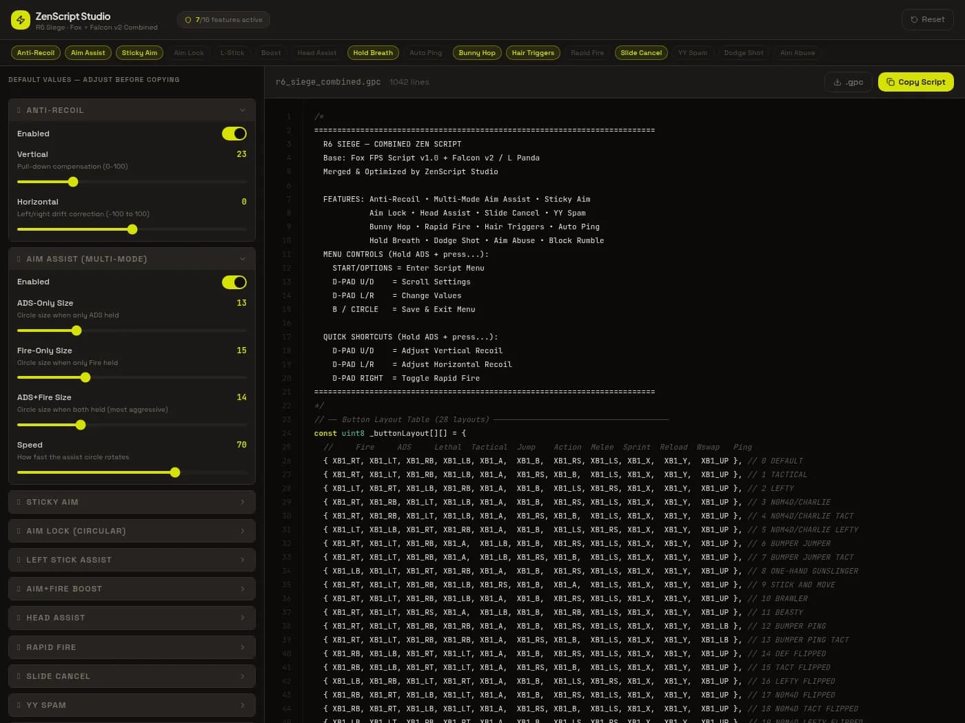 Rainbow Siege Zen Script