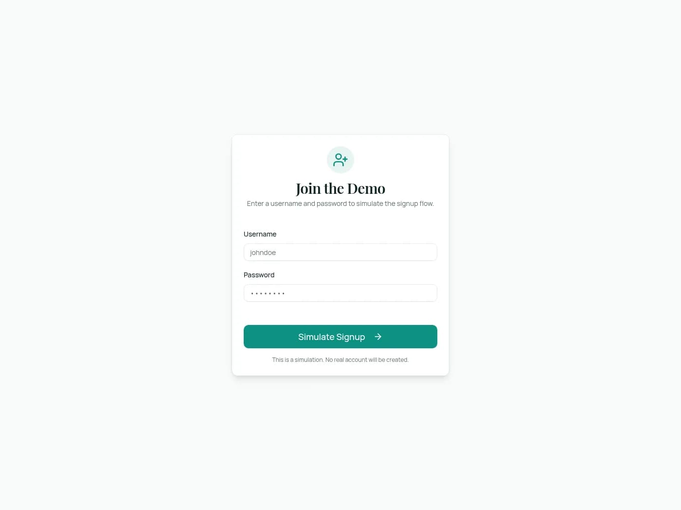 Simple Signup Demo
