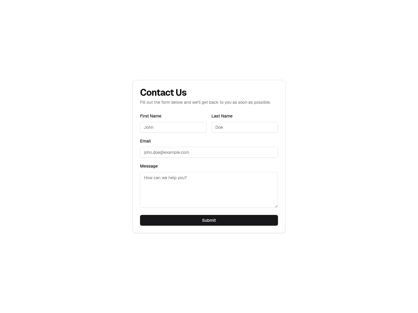 Simple Form Screen