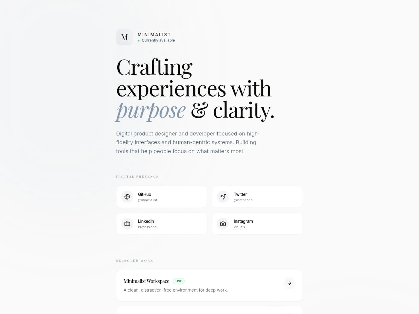 Minimal Homepage Site