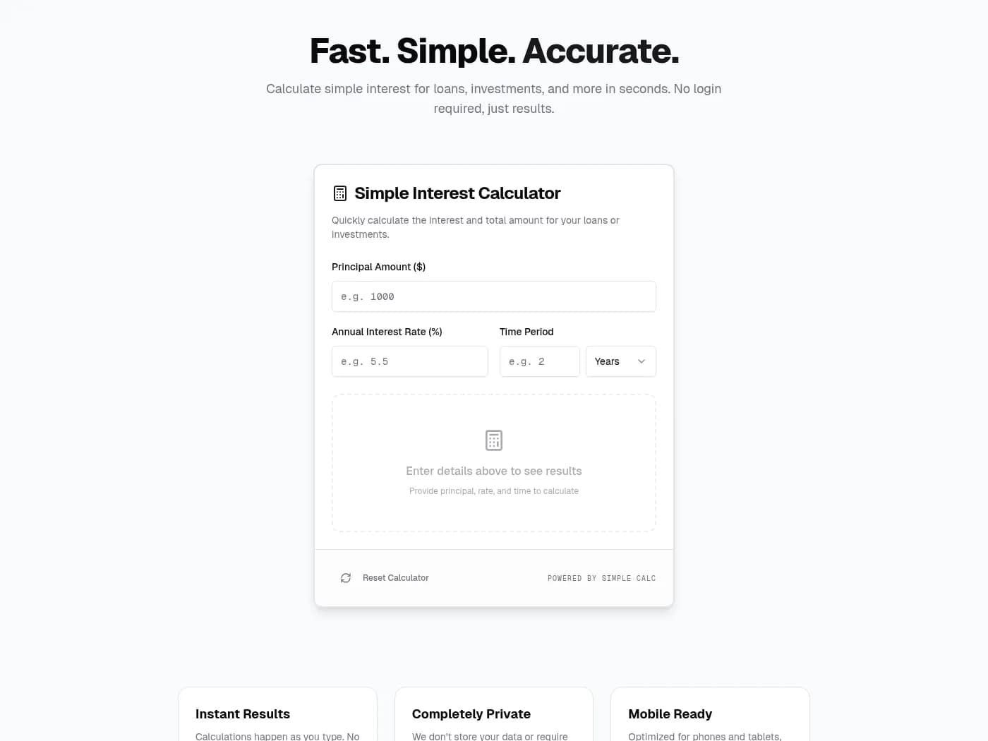 Simple Interest Calculator