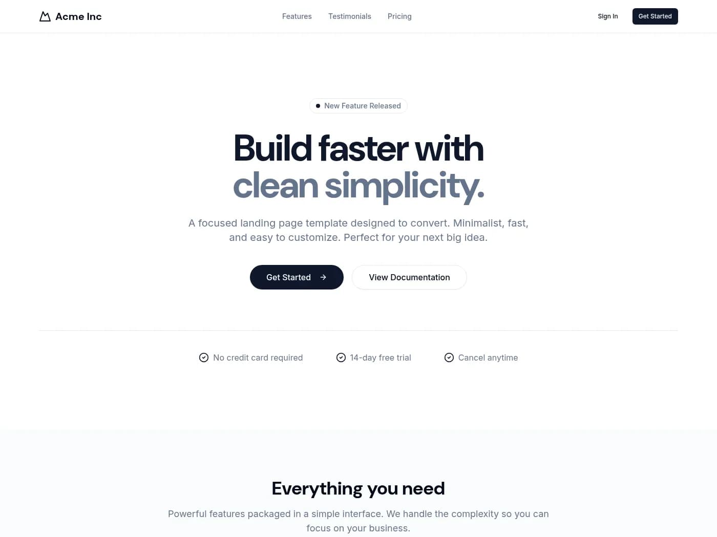 Clean Landing Page
