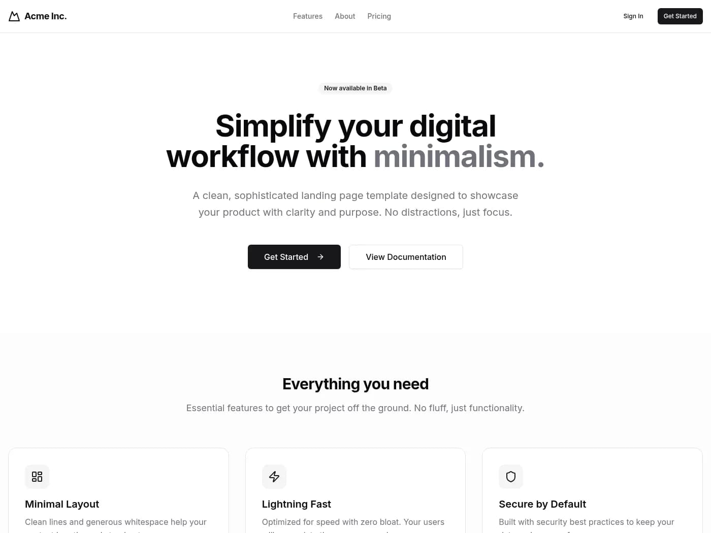 Minimal Landing Page