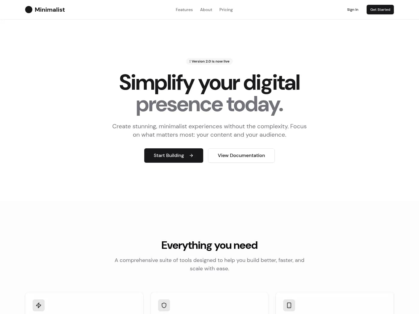 Minimalist Landing Page