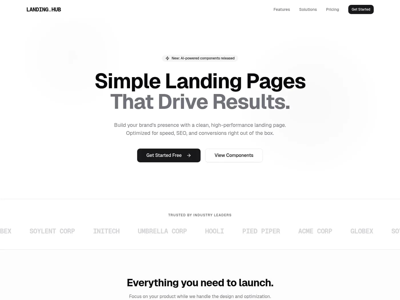 Simple Landing Hub