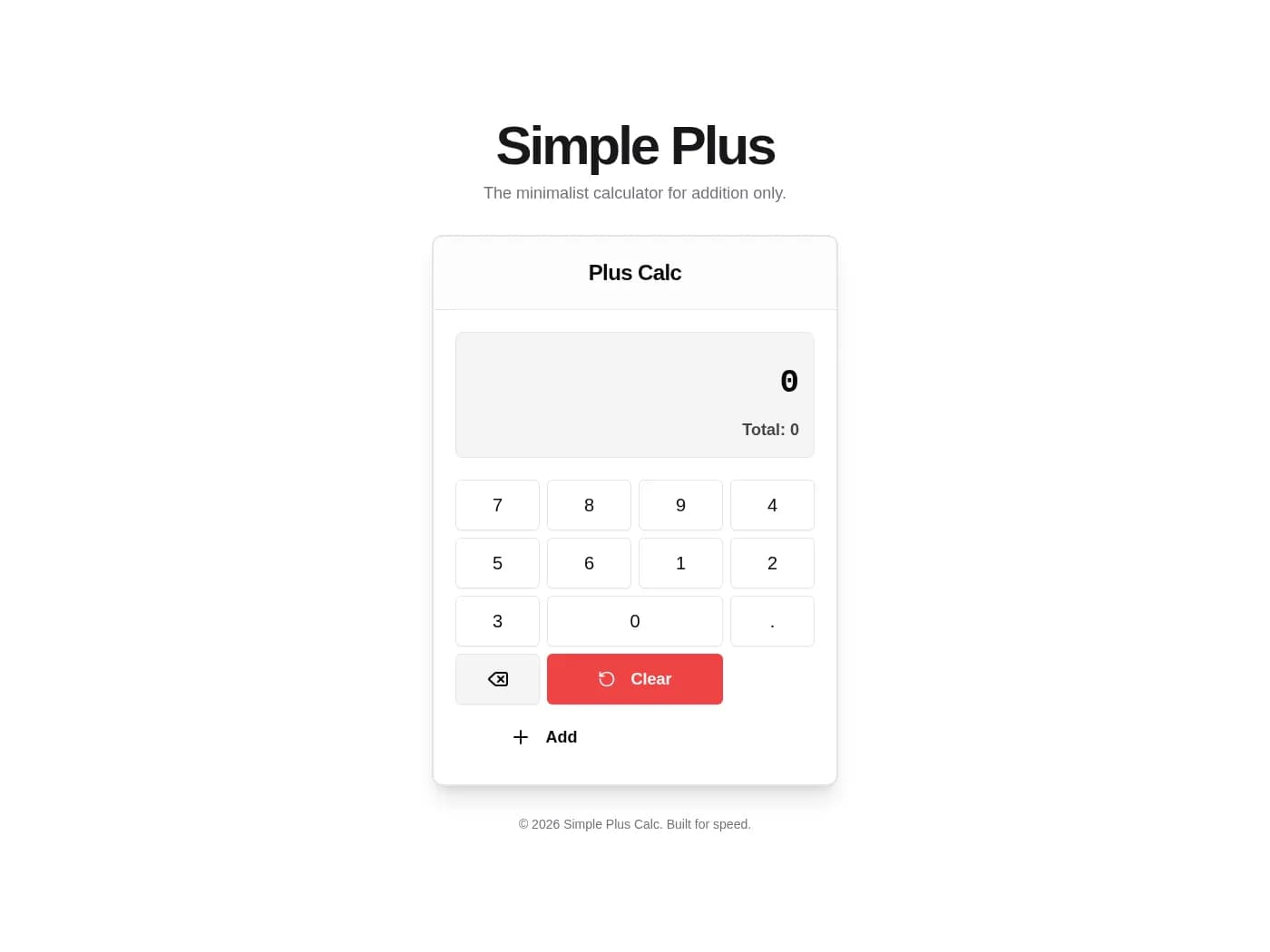 Simple Plus Calculator
