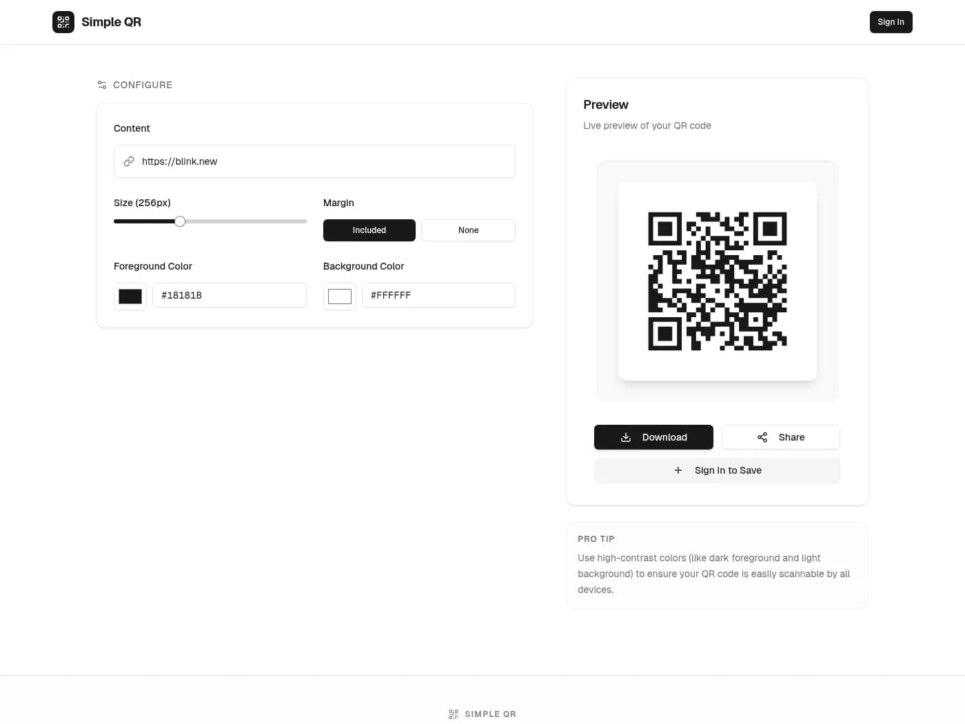 Simple QR Code Generator
