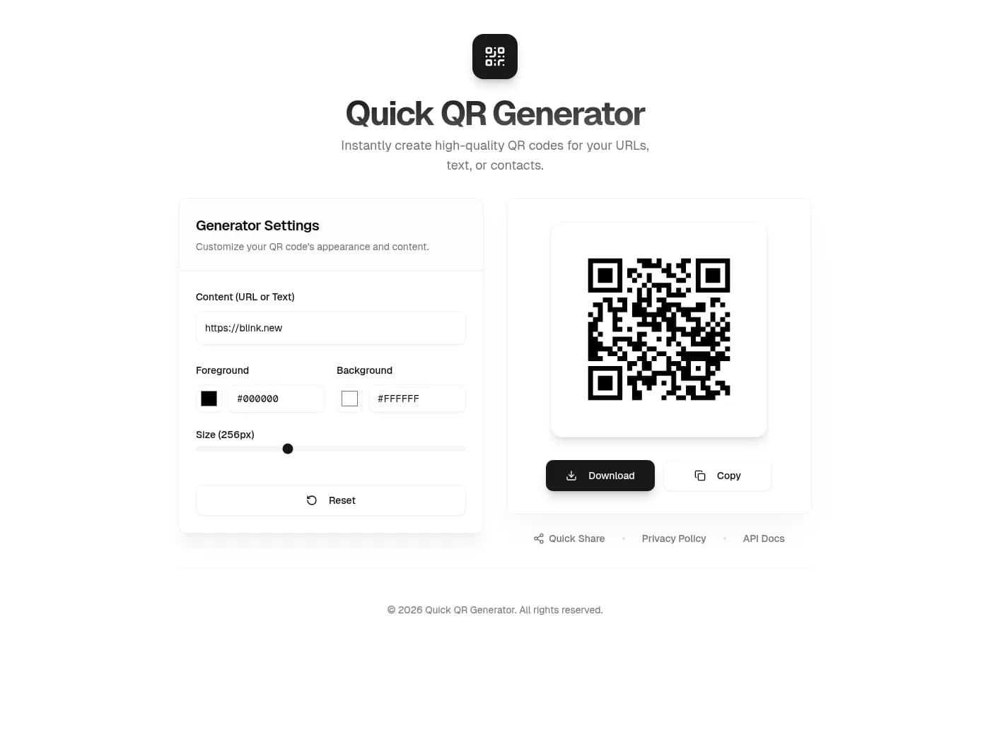 Quick QR Generator