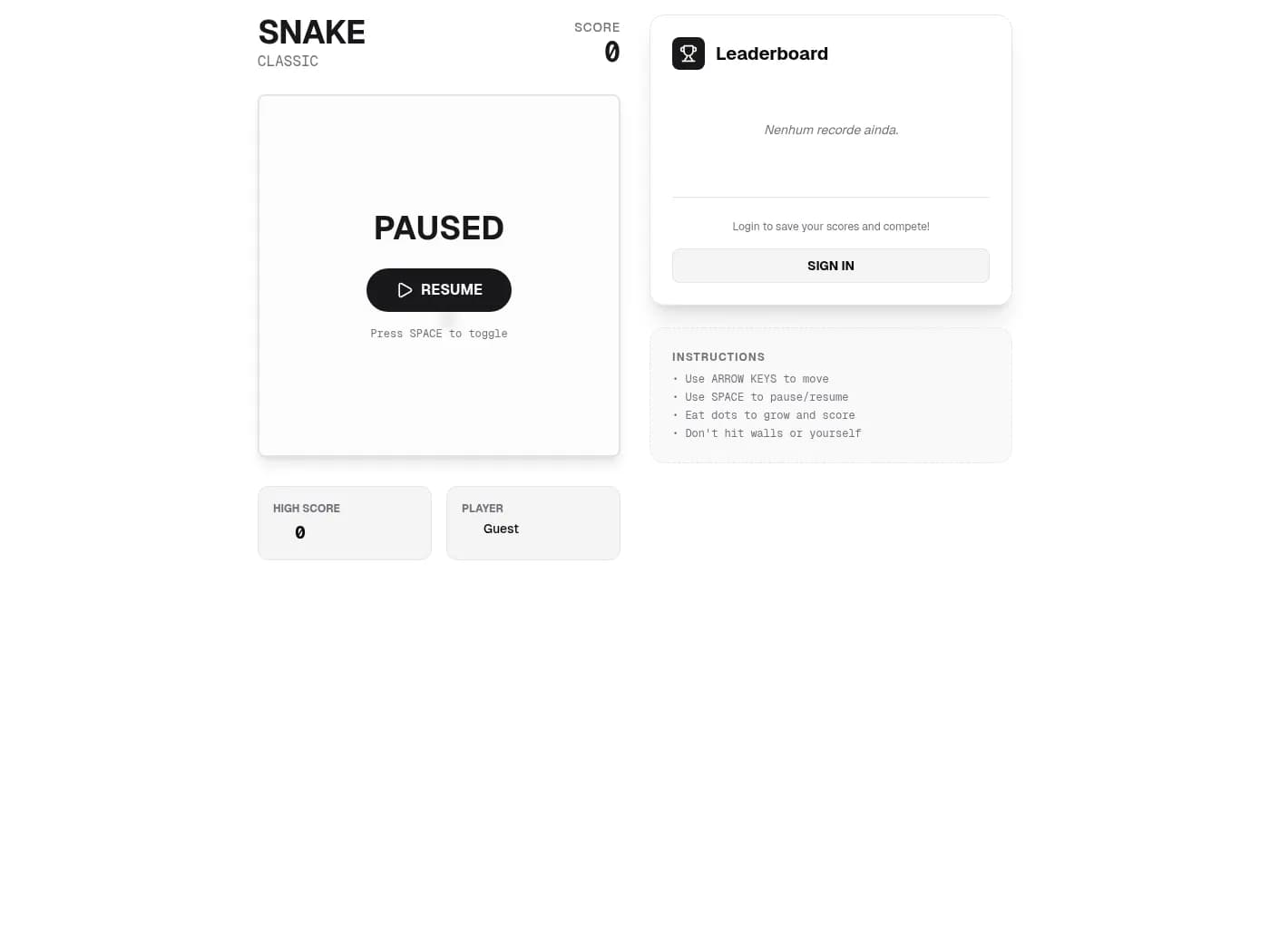 Snake Game Classic