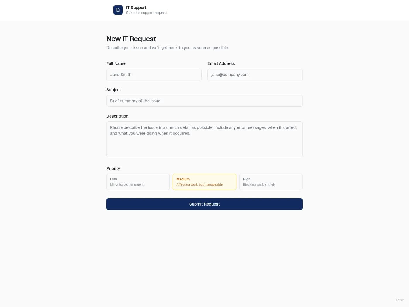 Simple IT Ticket Portal