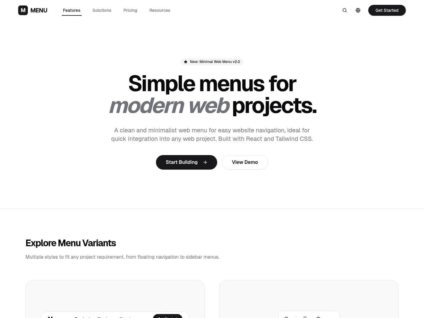 Simple Web Menu