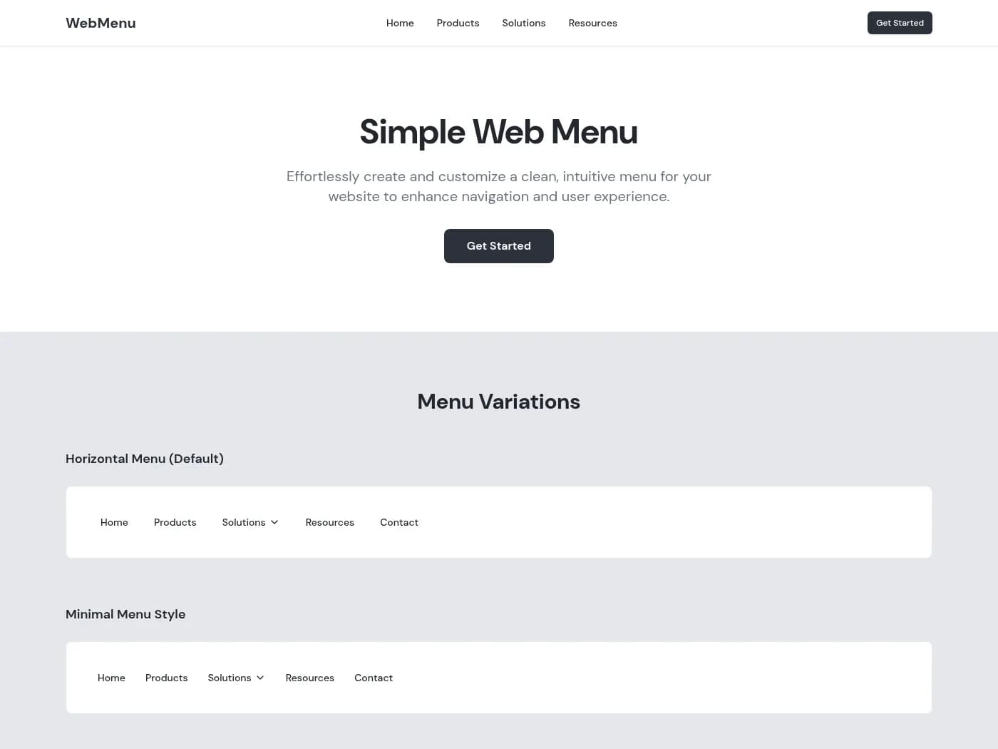 Simple Web Menu