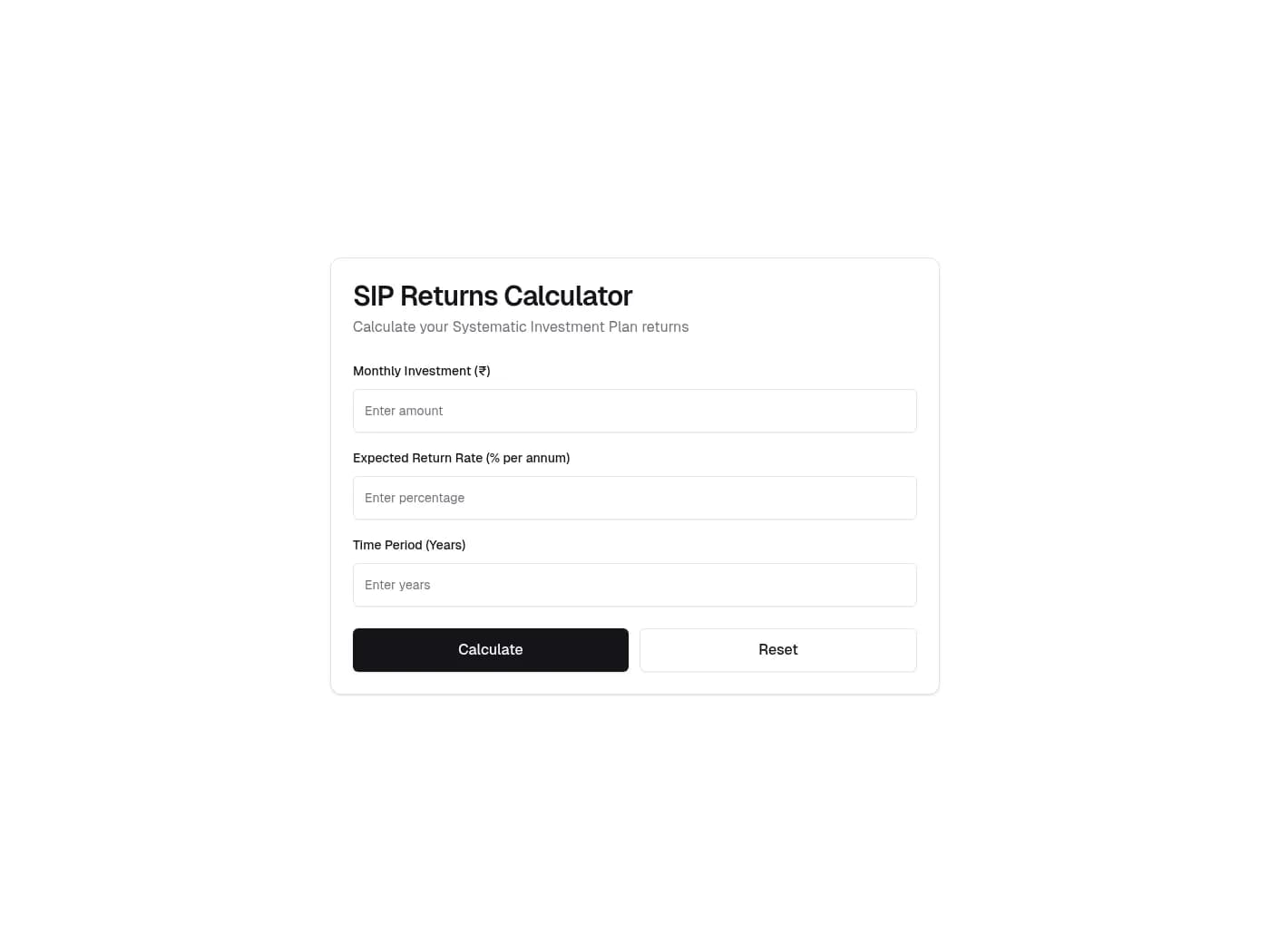 SIP Returns Calculator