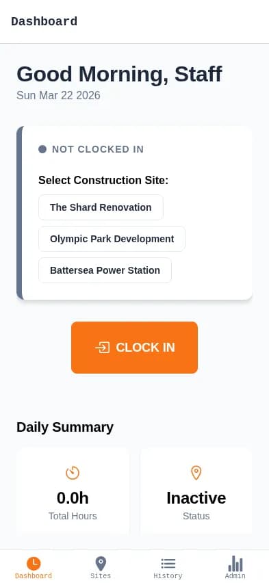 SiteClock Tracker