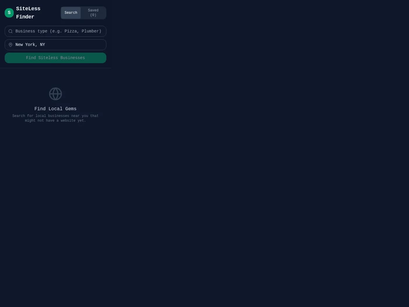 SiteLess Finder Extension